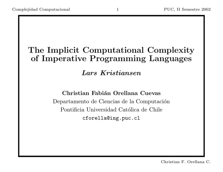 The Implicit Computational Complexity of Imperative