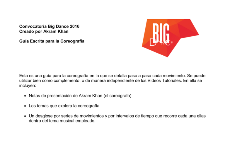 Guía escrita para preparar la coreografía