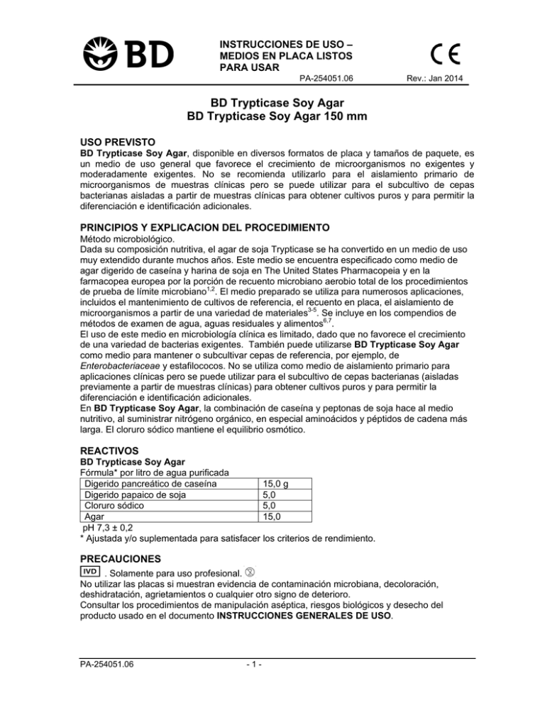 BD Trypticase Soy Agar BD Trypticase Soy Agar 150 mm