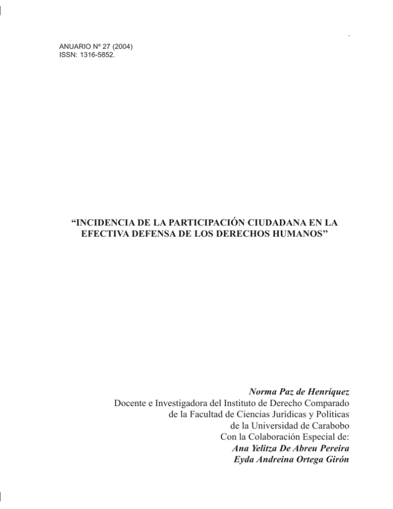 “INCIDENCIA DE LA PARTICIPACIÓN CIUDADANA EN LA