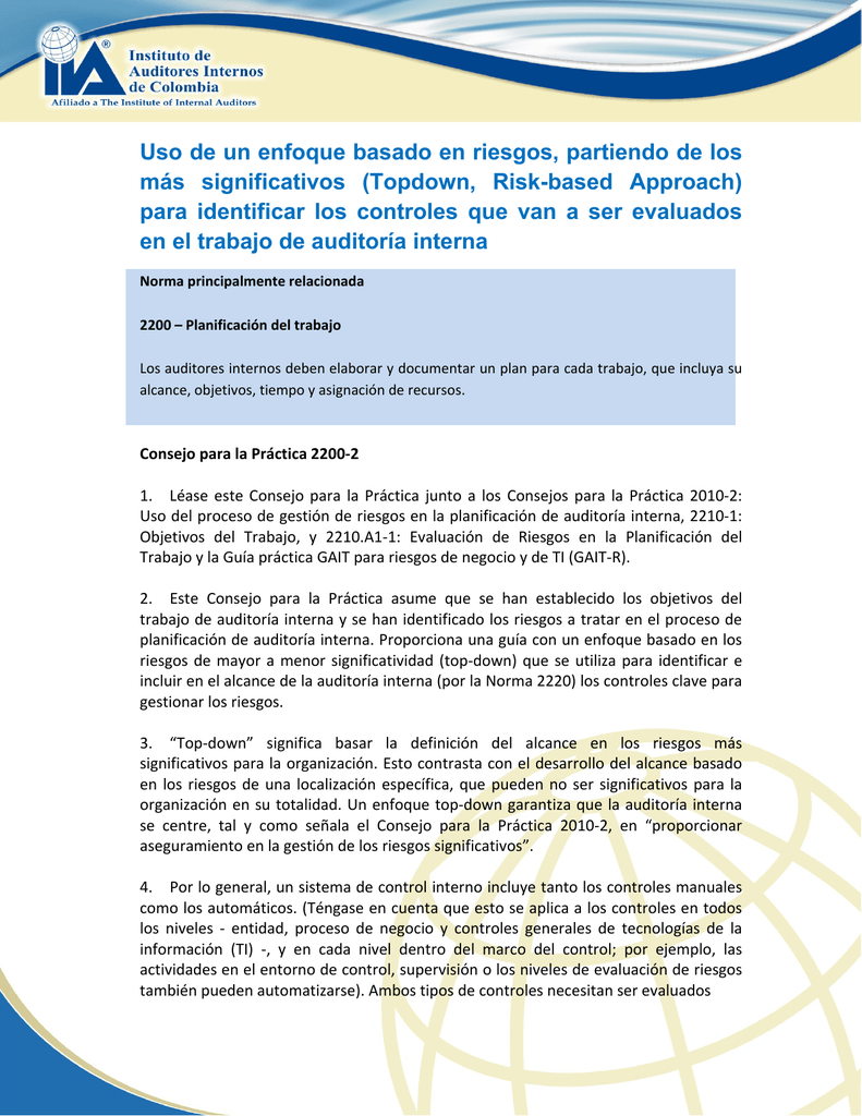 Uso de un enfoque basado en riesgos, partiendo de