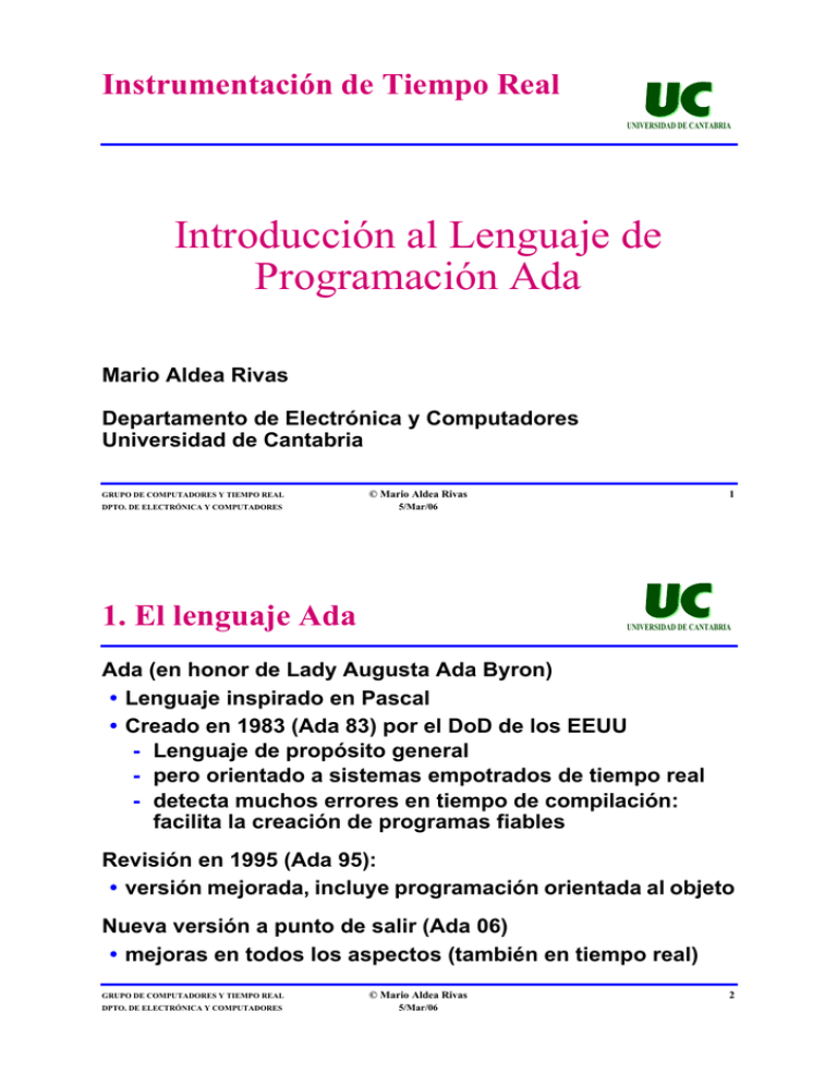 Introducción al Lenguaje de Programación Ada
