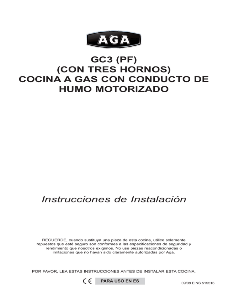 Instrucciones de Instalación GC3 (PF) (CON TRES HORNOS