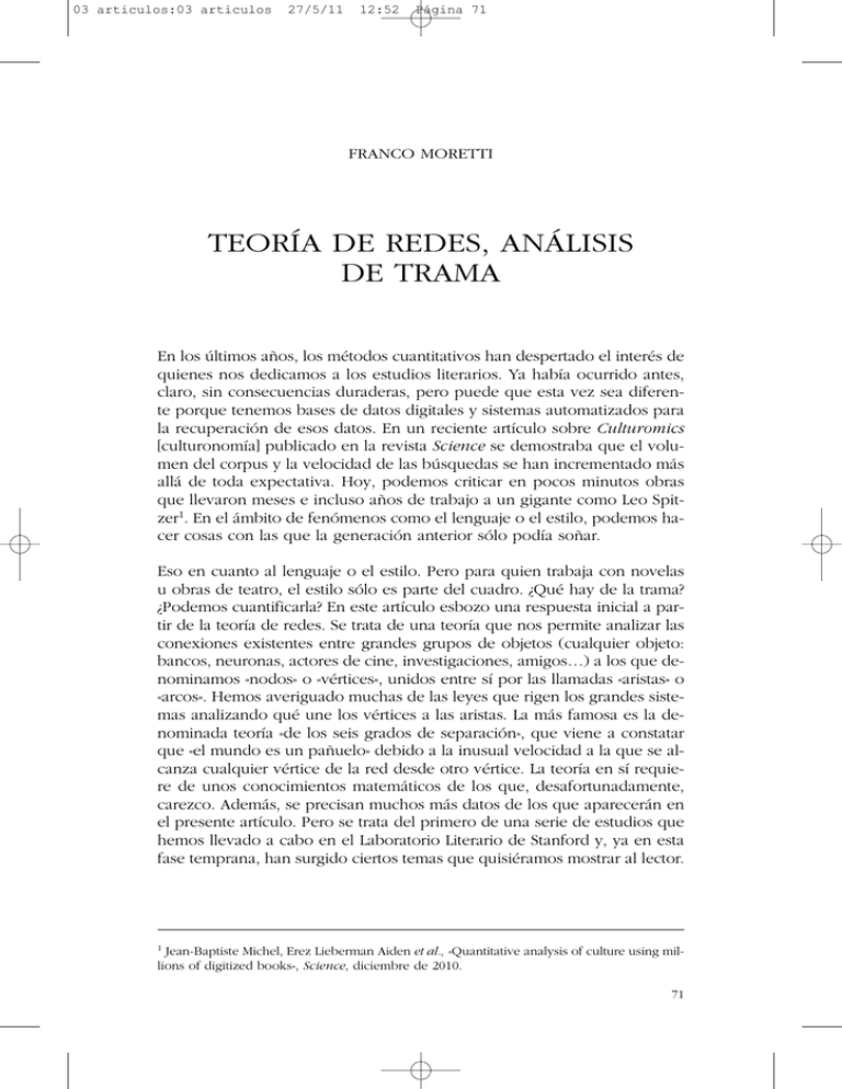 Teoría de redes, análisis de trama