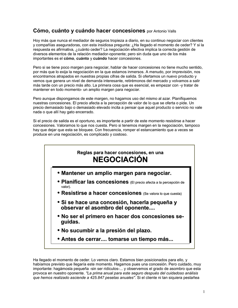 Cómo, cuánto y cuándo hacer concesiones