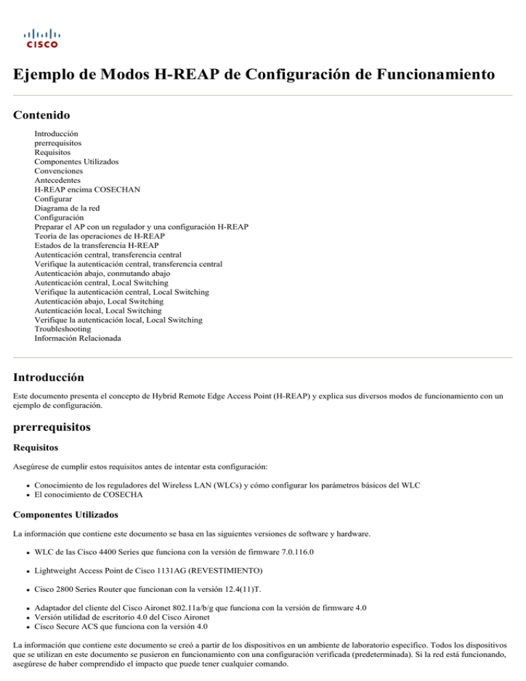 Ejemplo de Modos H-REAP de Configuración de