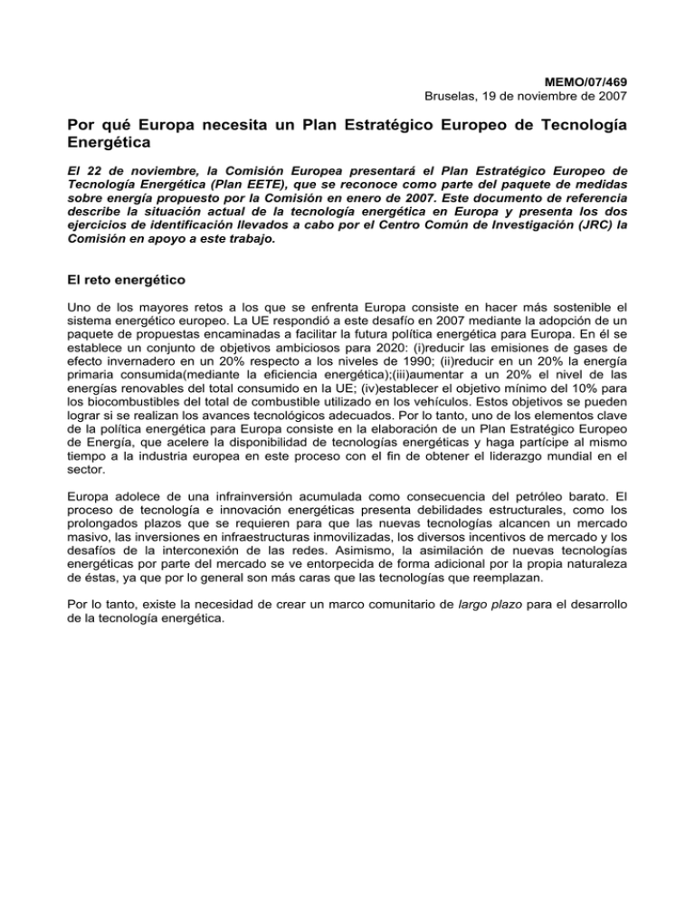 Por qué Europa necesita un Plan Estratégico Europeo de