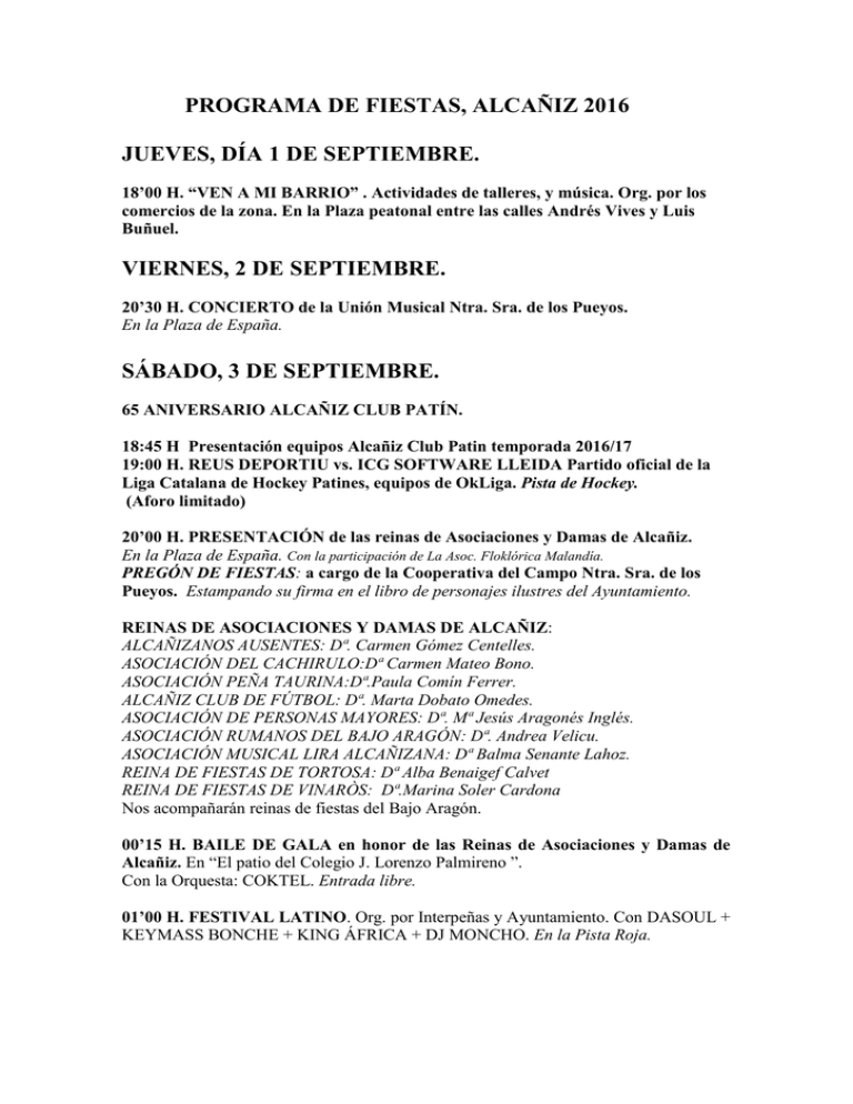 Programa de Fiestas 2016