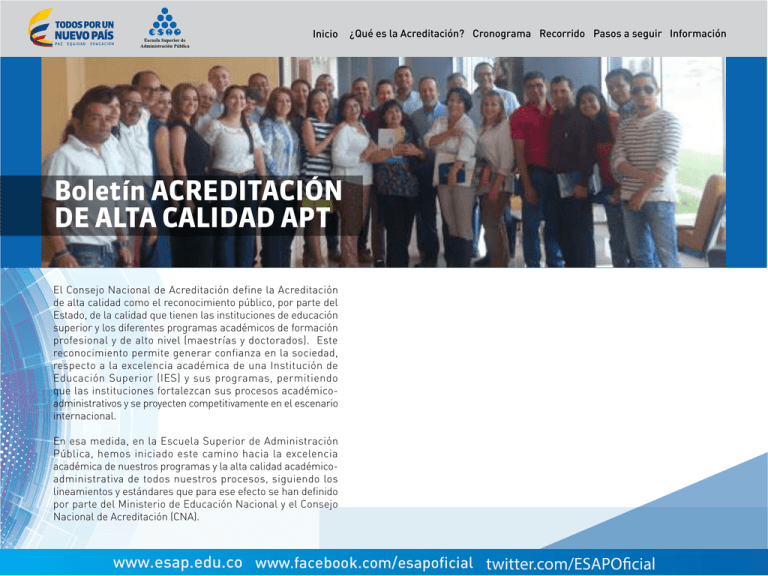 Boletín ACREDITACIÓN DE ALTA CALIDAD APT