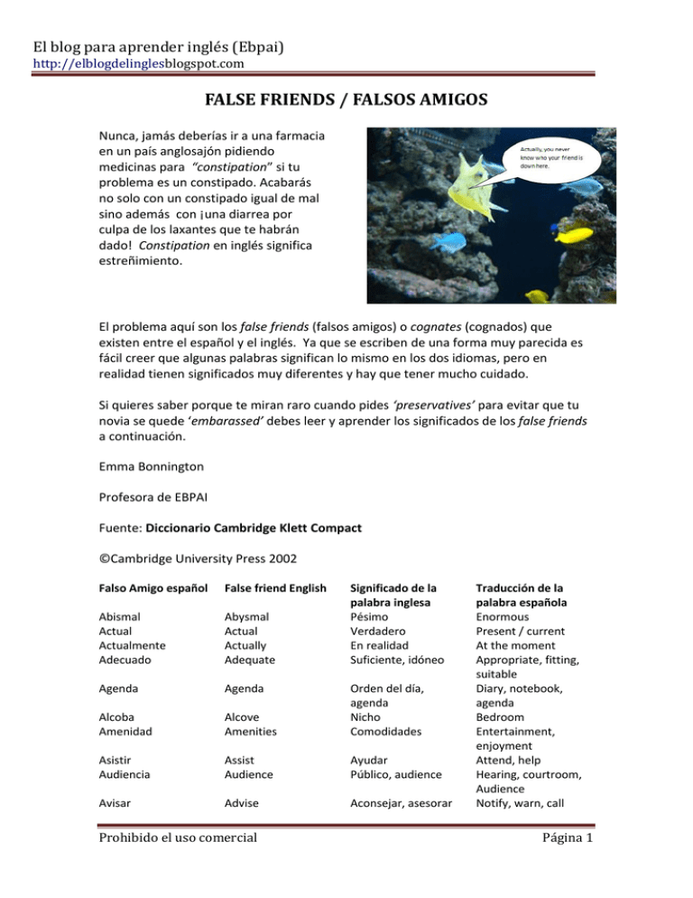 false friends / falsos amigos