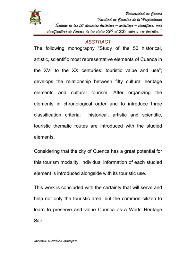 Estudio de los 50 elementos históricos – artísticos – científicos, más