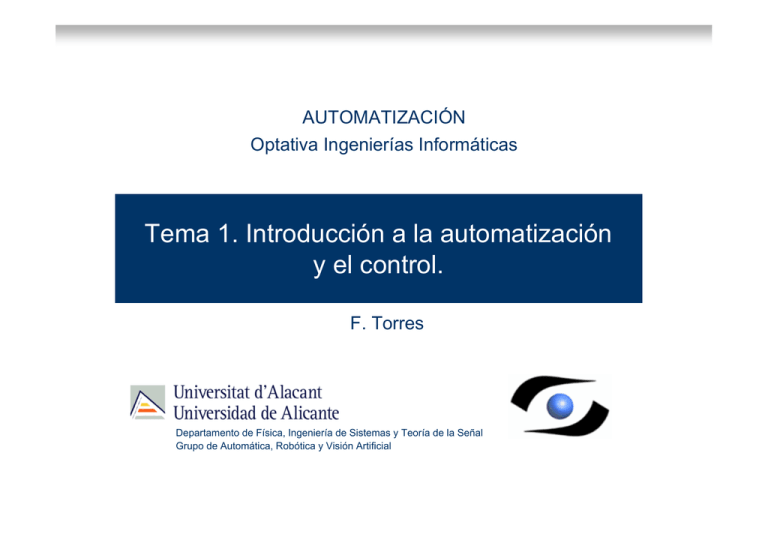 Tema 1. Introducción a la automatización y el control.