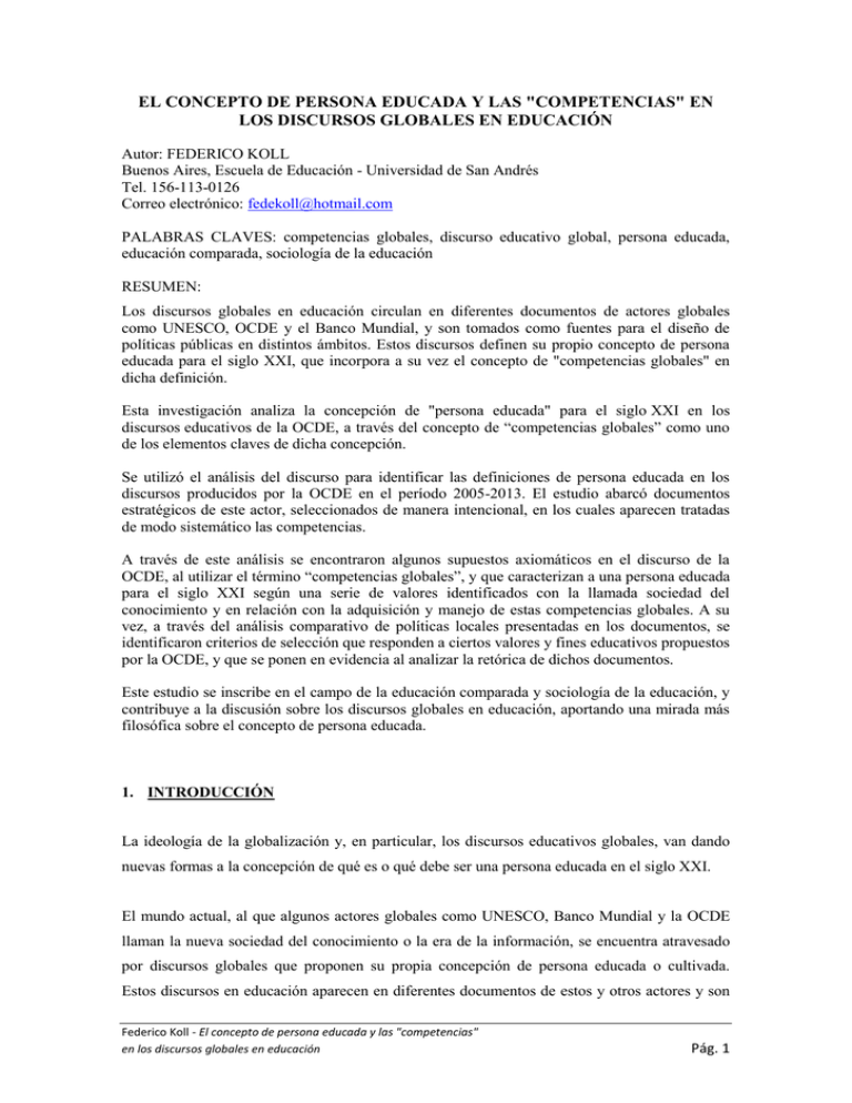 El concepto de persona educada y las "competencias"