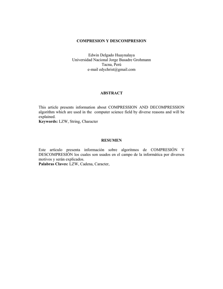 algoritmos de compresion / descompresion