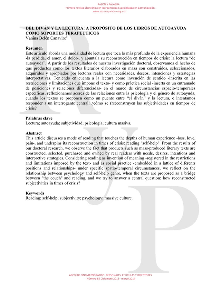 A PROPÓSITO DE LOS LIBROS DE AUTOAYUDA COMO