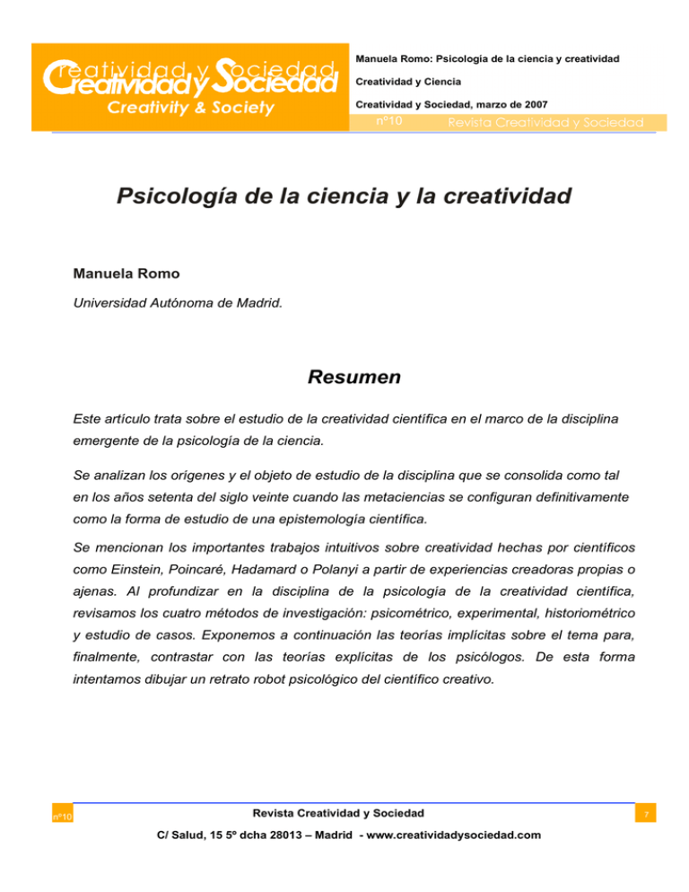 Psicología de la ciencia y la creatividad