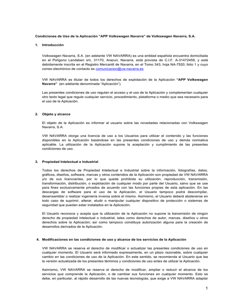 Condiciones Generales de Uso y Confidencialidad