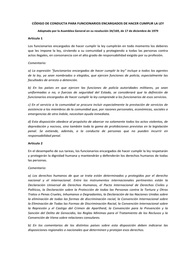 Código de conducta para funcionarios encargados de hacer cumplir