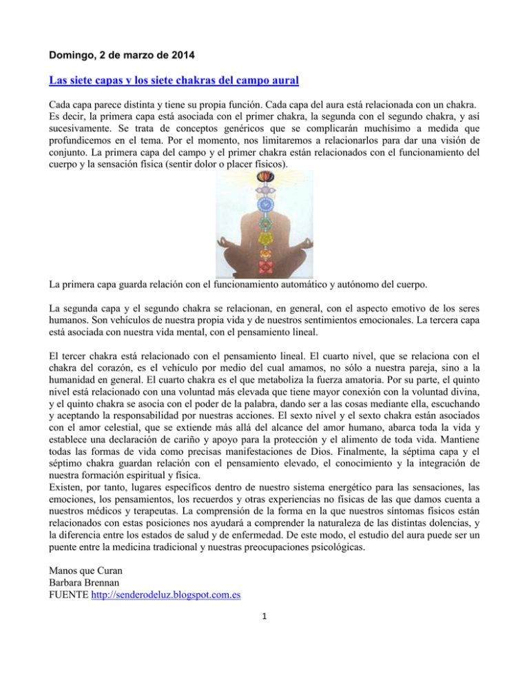 Las siete capas y los siete chakras del campo aural
