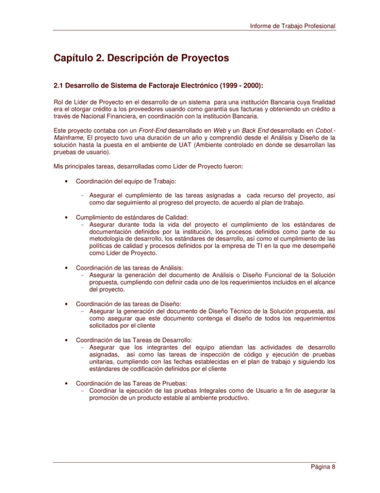 Capítulo 2. Descripción de Proyectos