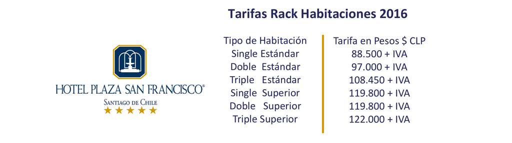 Tarifas rack 2016