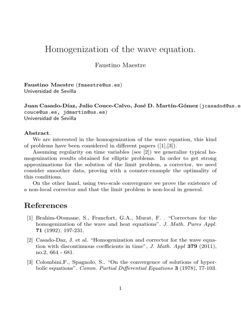 Homogenization of the wave equation. - Imus