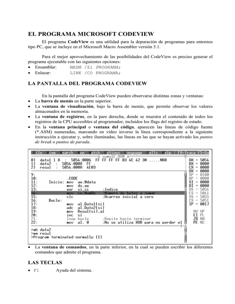 EL PROGRAMA MICROSOFT CODEVIEW