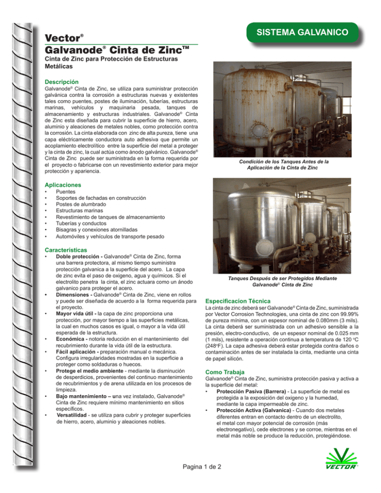 Vector® Galvanode® Cinta de ZincTM