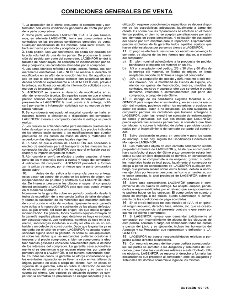 condiciones generales de venta