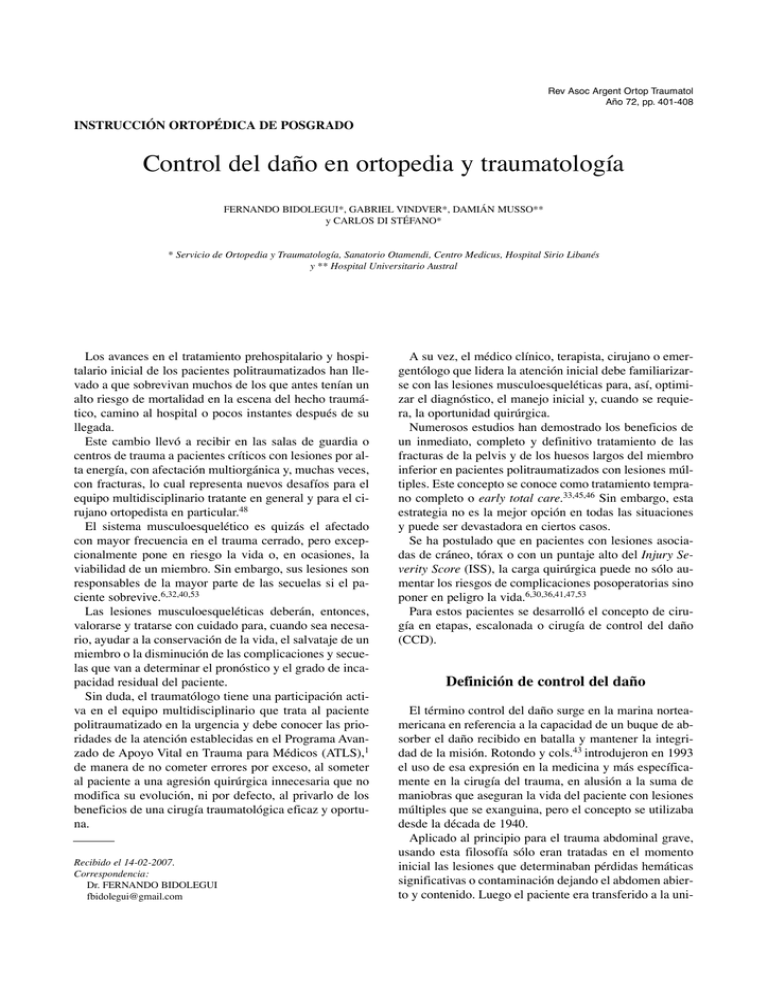 Control del daño en ortopedia y traumatología