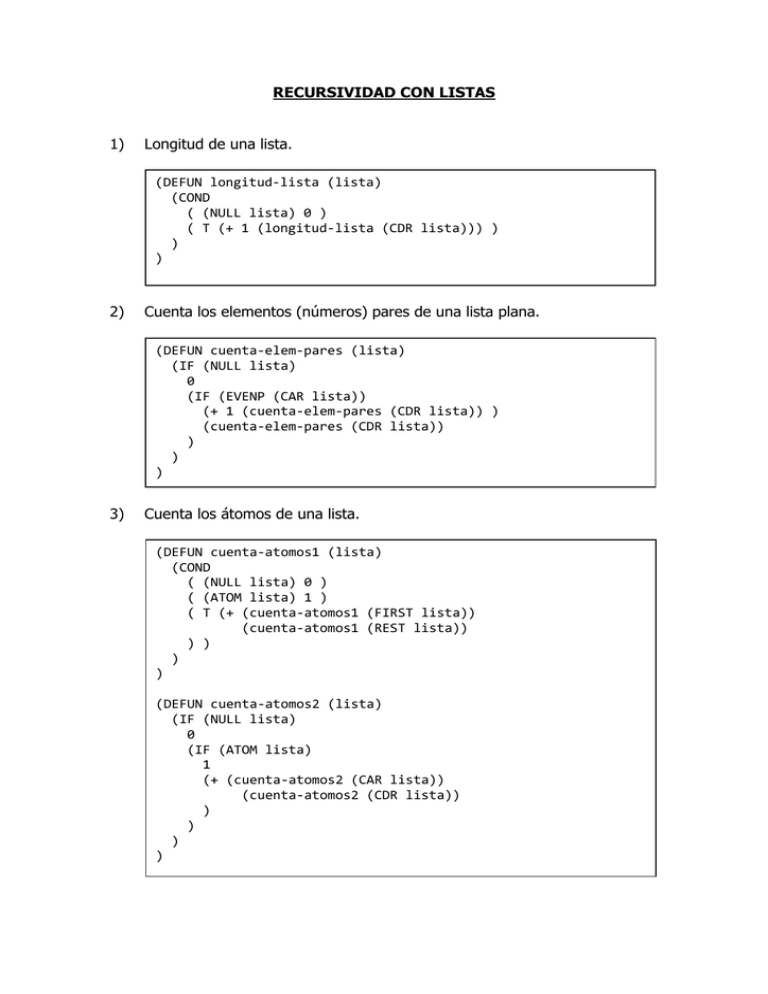 Recursividad con Listas