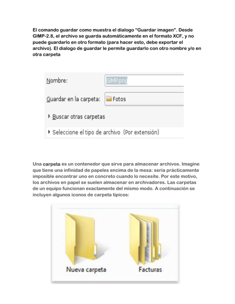 El comando guardar como muestra el dialogo “Guardar imagen
