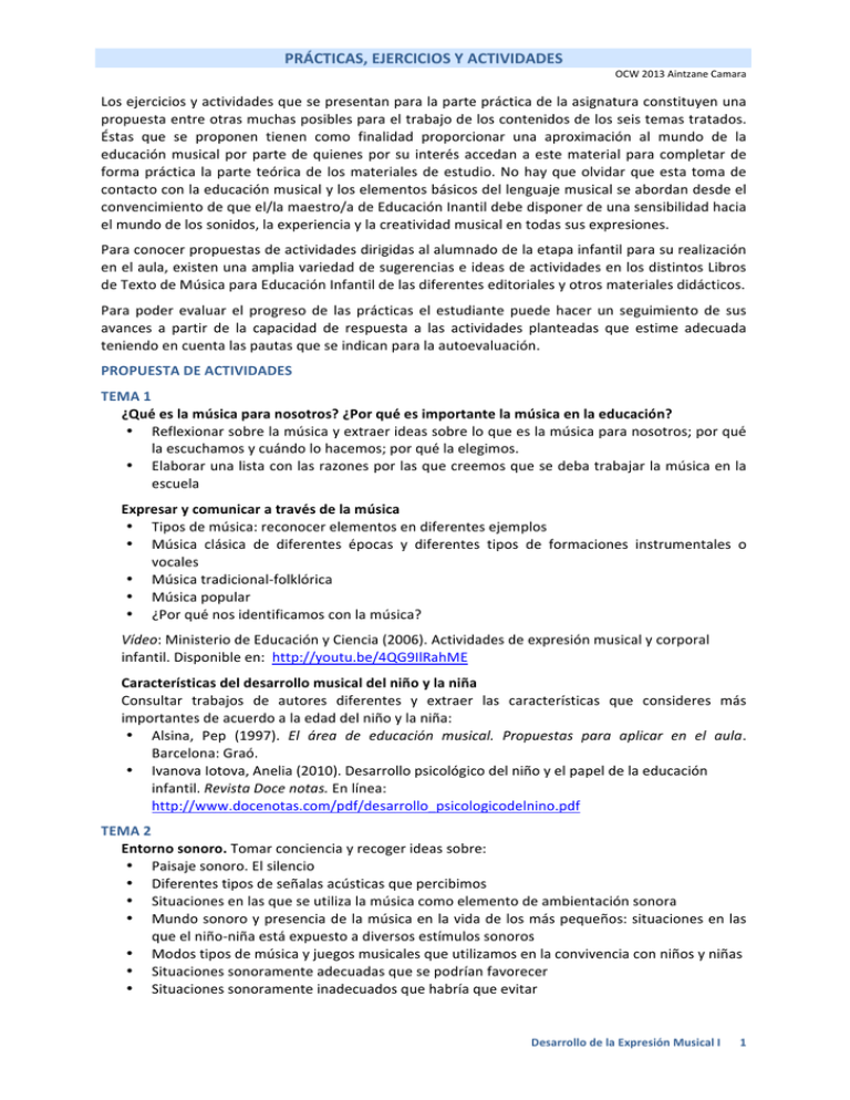 PRÁCTICAS, EJERCICIOS Y ACTIVIDADES