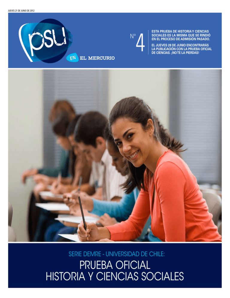 PRUEBA OFICIAL HISTORIA Y CIENCIAS SOCIALES - PSU