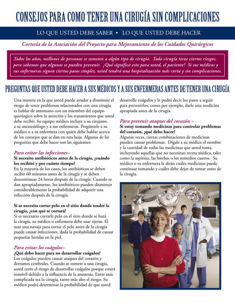 consejos para como tener una cirugía sin complicaciones