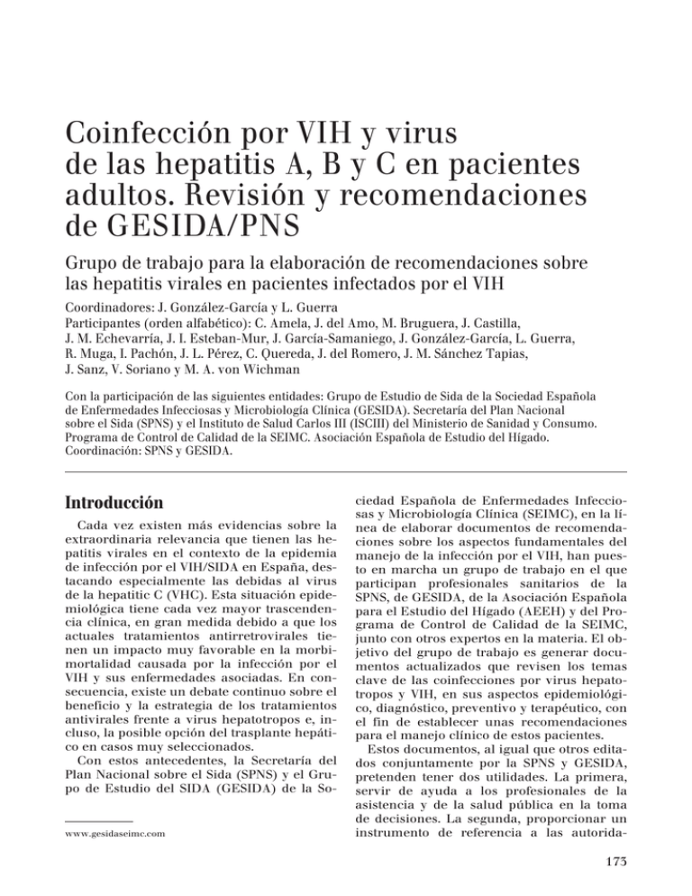 Coinfección por VIH y virus de las hepatitis A, B y C en pacientes