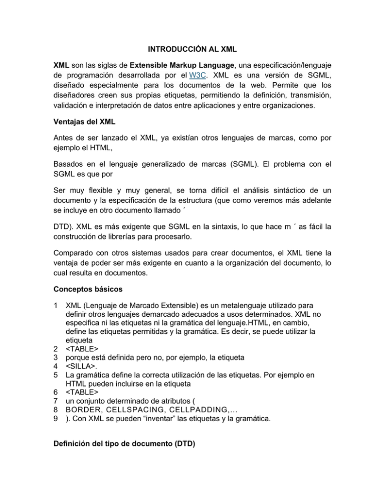 IntroducciÓn Al Xml Xml Son Las Siglas De Extensible Markup