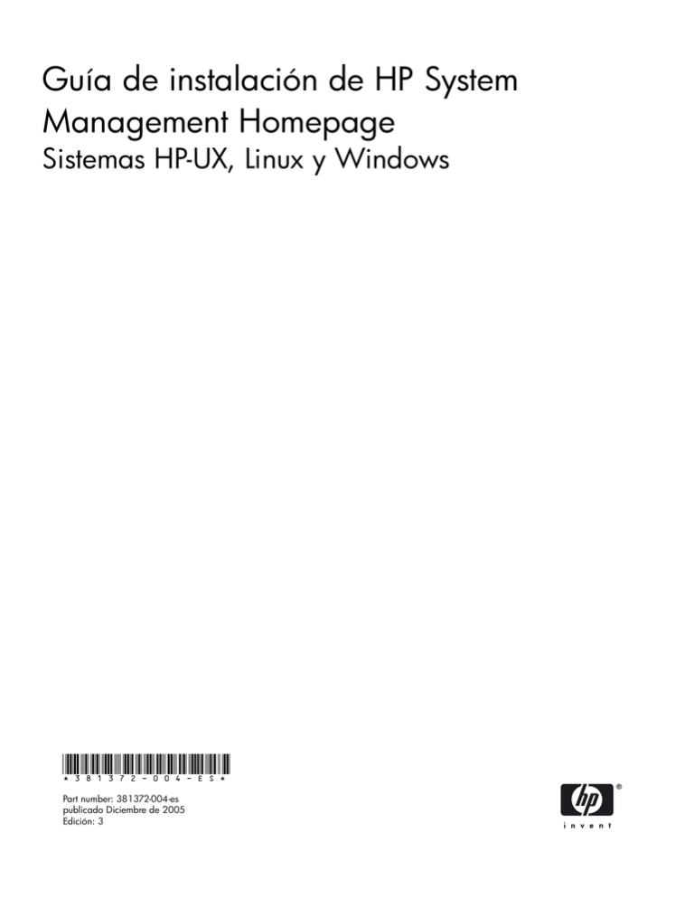 Guía de instalación de HP System Management Homepage