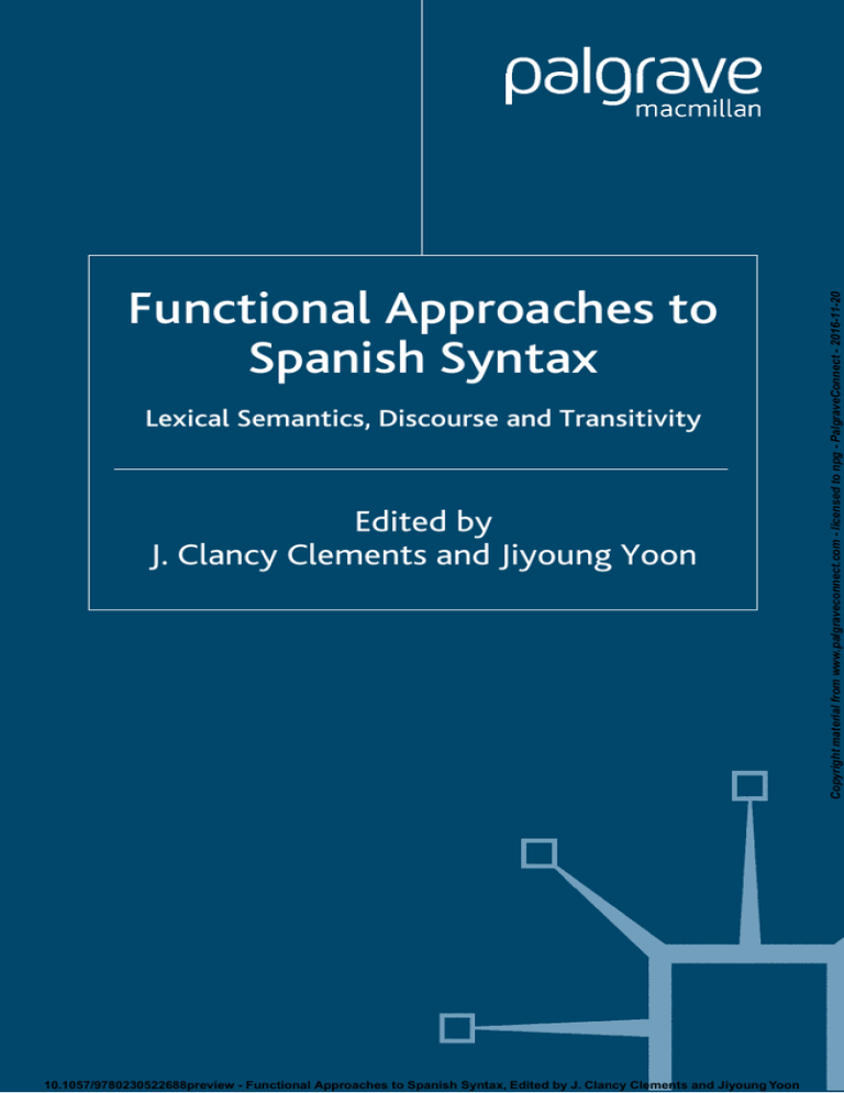 Functional Approaches to Spanish Syntax