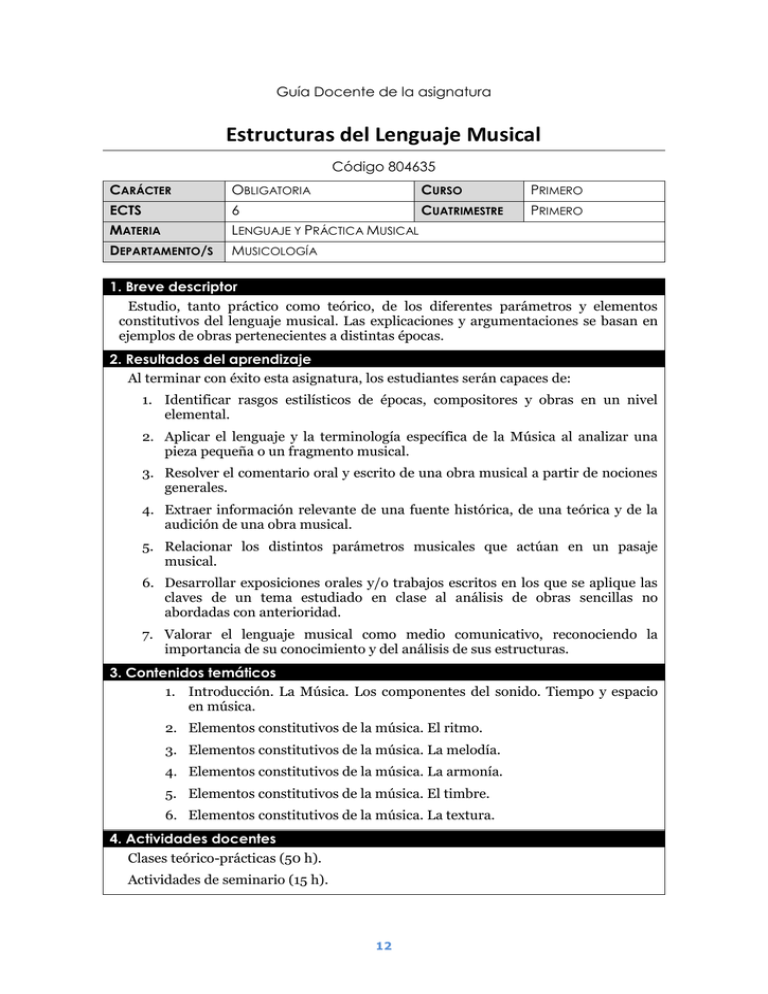 Estructuras del Lenguaje Musical