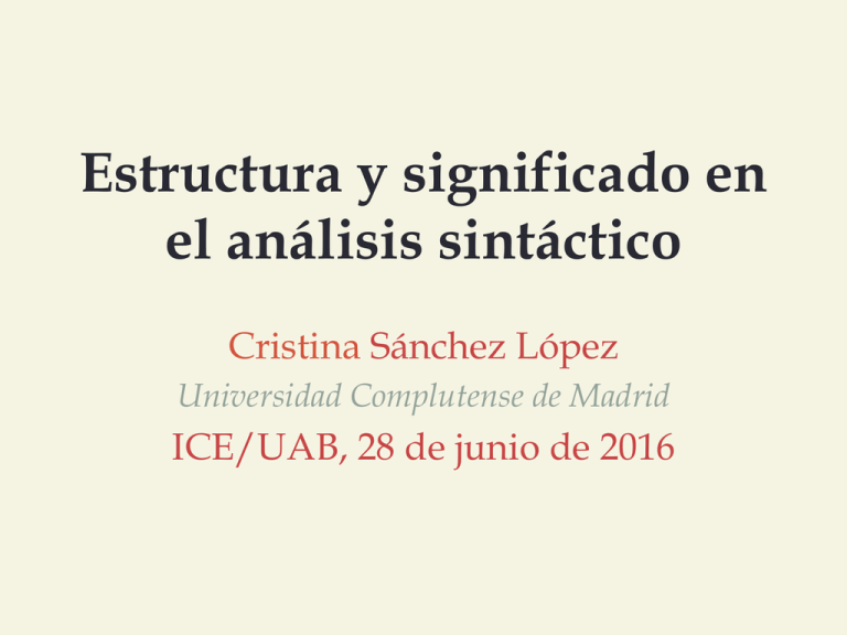 Estructura y significado en el análisis sintáctico