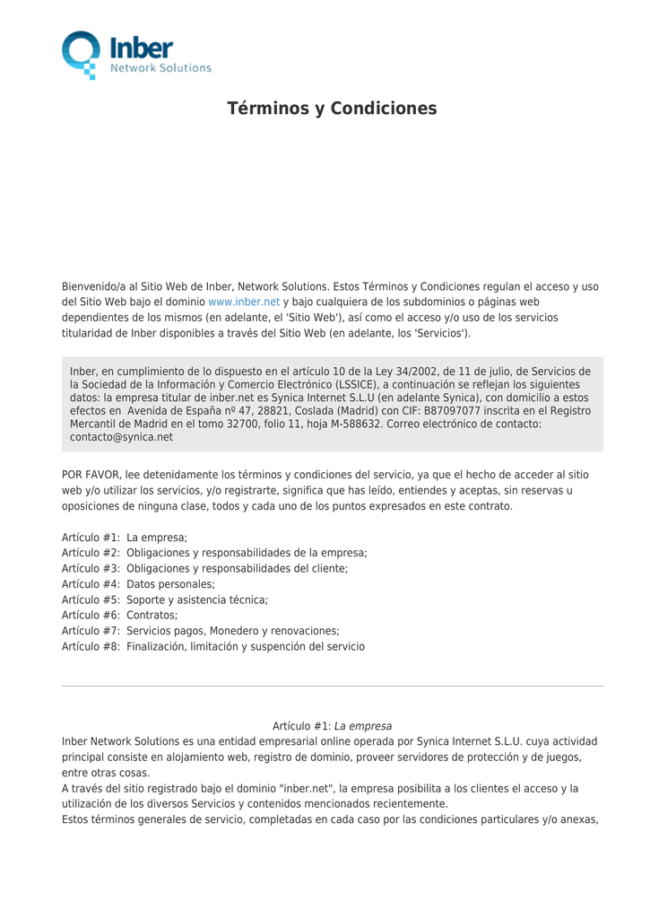 Términos y Condiciones