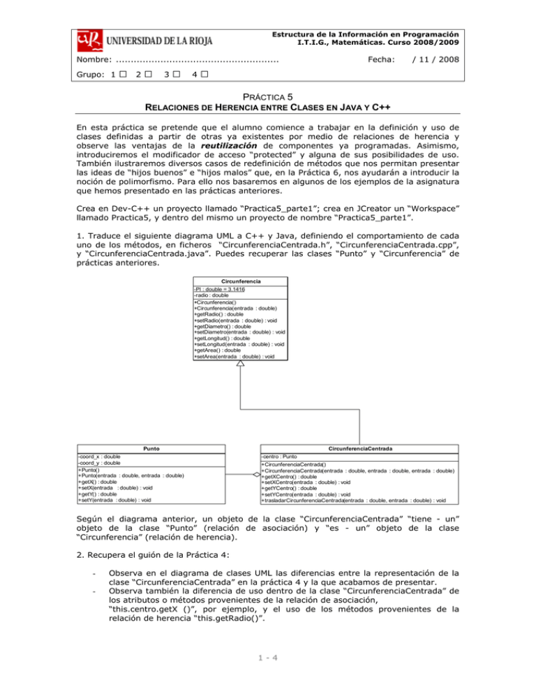 Relaciones de herencia entre clases en Java y C++