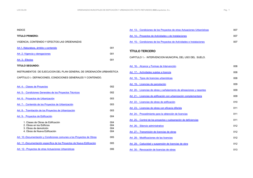 Ordenanzas de Edificación y Urbanización