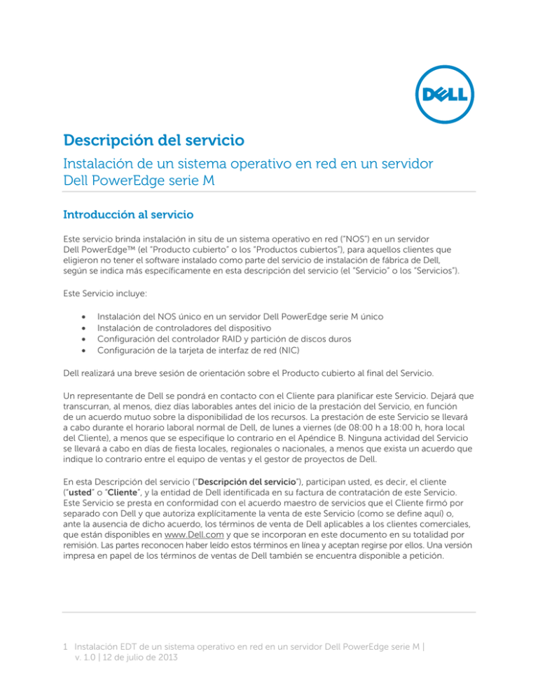 Descripción del servicio