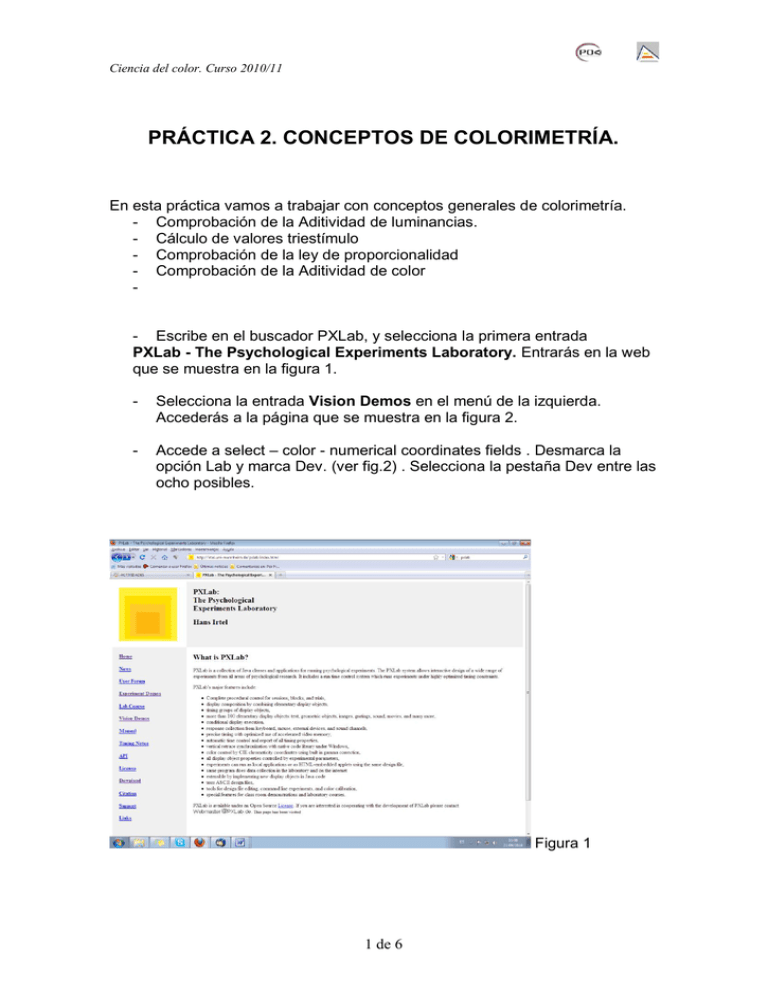 práctica 2. conceptos de colorimetría.