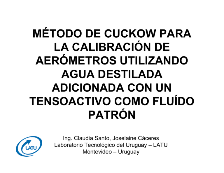 método de cuckow para la calibración de aerómetros utilizando