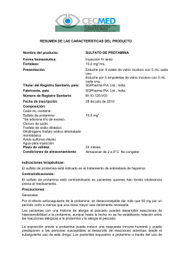 FICHA TÉCNICA 1 NOMBRE DEL MEDICAMENTO PROTAMINA