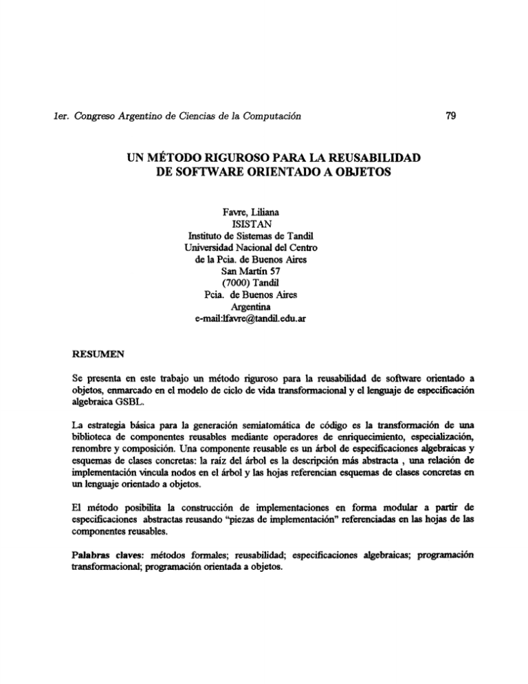 UN MÉTODO RIGUROSO PARA LA REUSABILIDAD DE