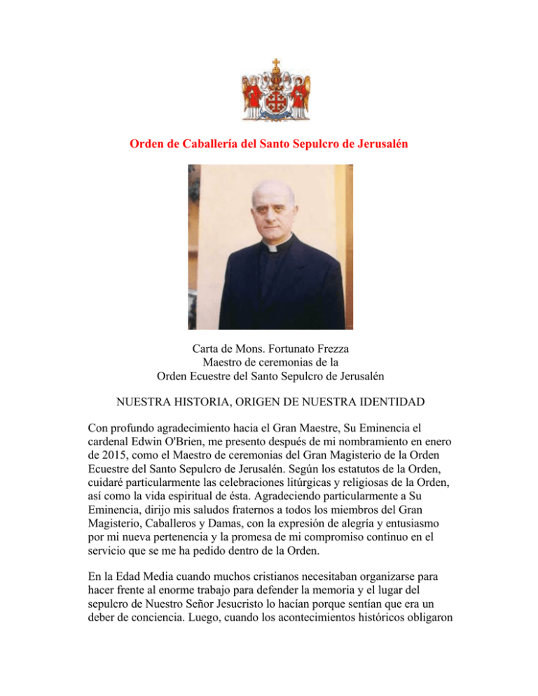 Carta de Mons. Fortunato Frezza